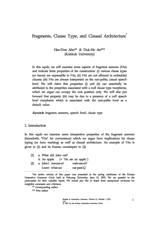 (PDF) Fragments, Clause Type, and Clausal Architecture
