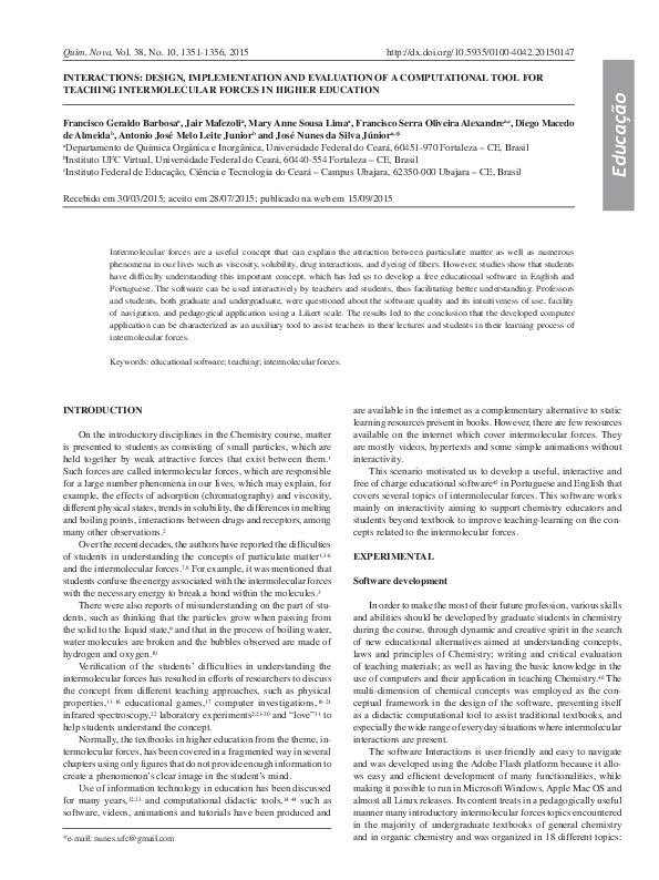 (PDF) Interactions: Design, Implementation and Evaluation of a Computational Tool for Teaching ...