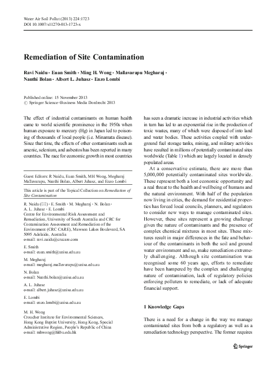(PDF) Remediation of Site Contamination