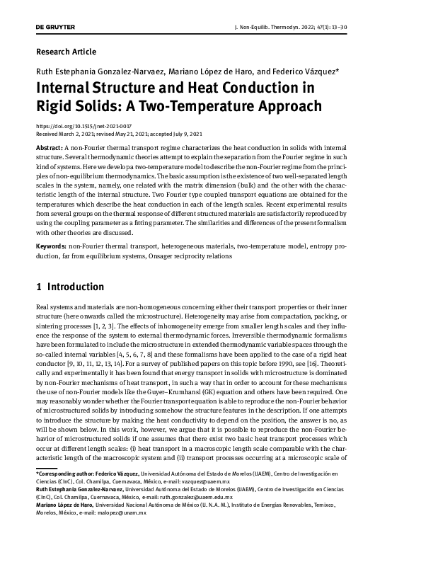 (PDF) Internal Structure and Heat Conduction in Rigid Solids: A Two ...