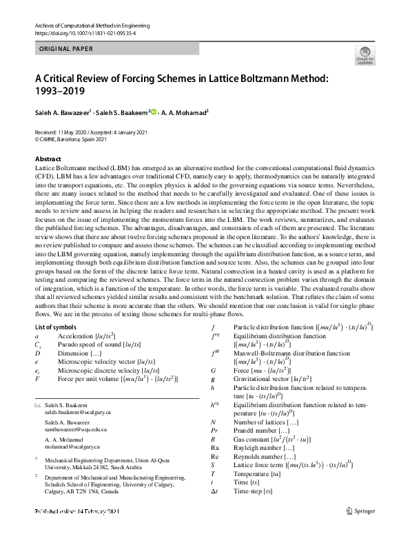 Pdf A Critical Review Of Forcing Schemes In Lattice Boltzmann Method 1993 2019 