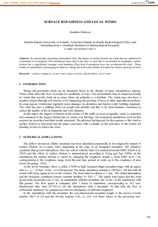 (PDF) Surface roughness and local winds