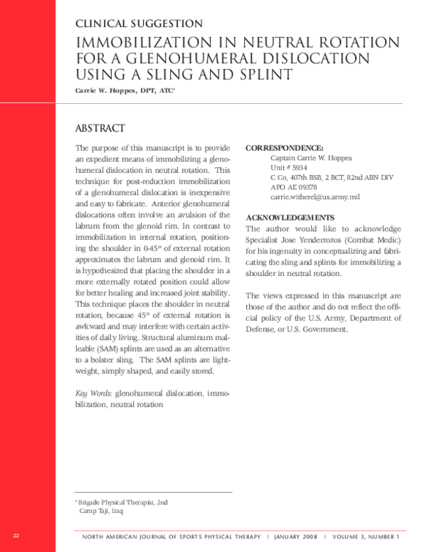 (PDF) Immobilization in neutral rotation for a glenohumeral dislocation ...