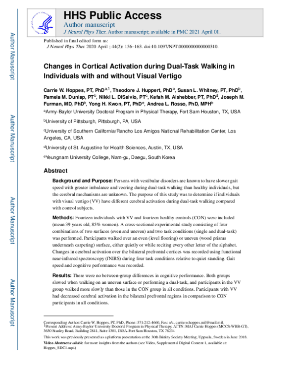 (PDF) Changes in Cortical Activation During Dual-Task Walking in ...