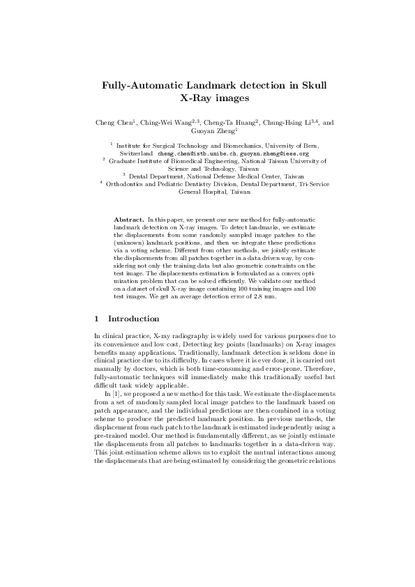 Pdf Fully Automatic Landmark Detection In Skull X Ray Images