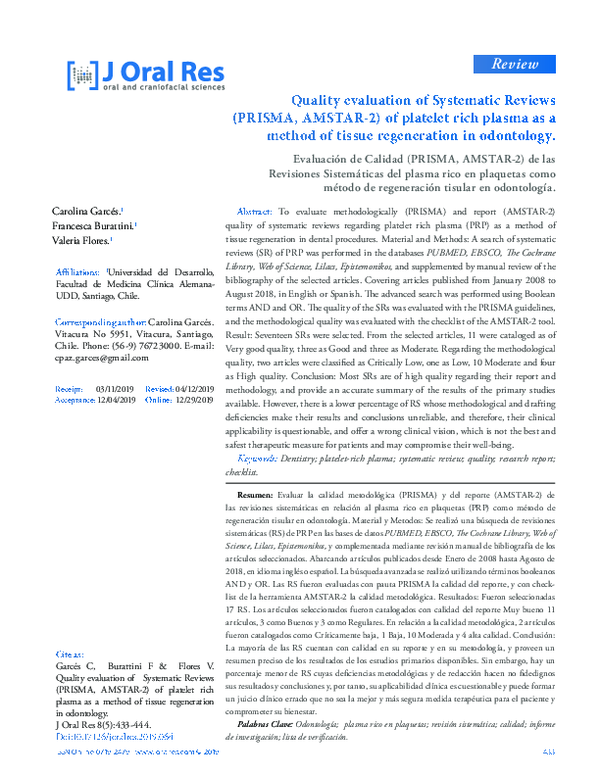 (PDF) Quality evaluation of Systematic Reviews (PRISMA, AMSTAR-2) of ...