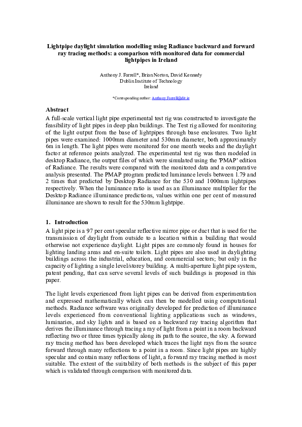 (PDF) Lightpipe daylight simulation modelling using Radiance backward ...