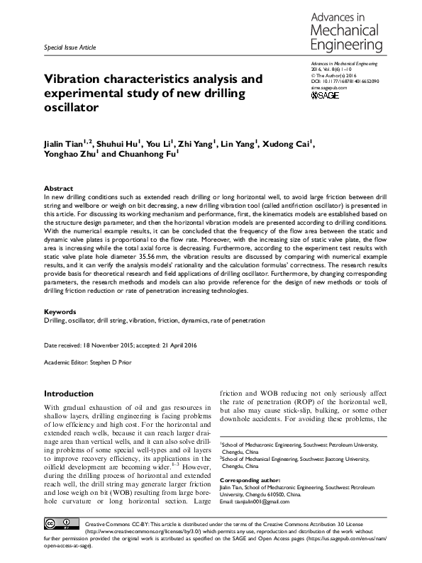 (PDF) Vibration characteristics analysis and experimental study of horizontal drill string with ...