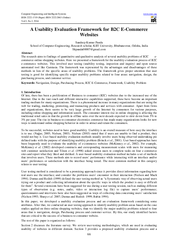 Pdf A Usability Evaluation Framework For B2c E Commerce Websites
