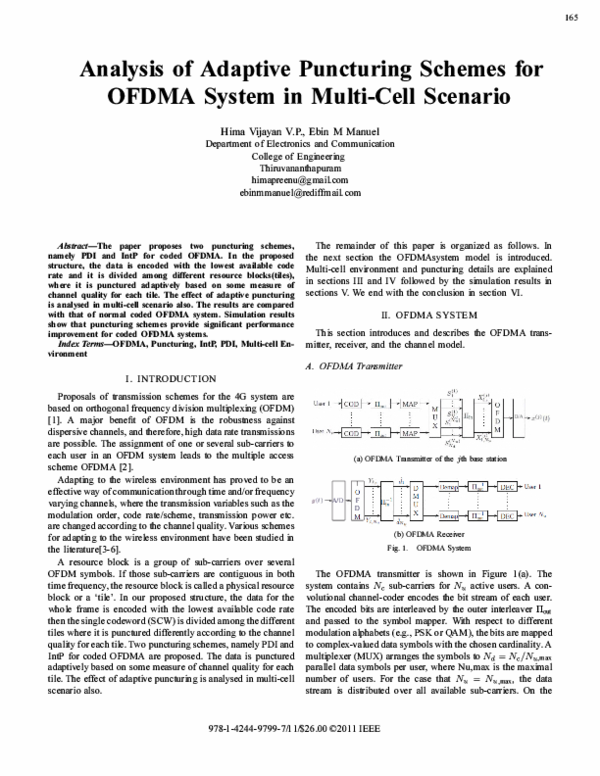 (PDF) Analysis of adaptive puncturing schemes for OFDMA system in multi-cell scenario
