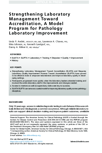 (PDF) Strengthening Laboratory Management Toward Accreditation, A Model ...