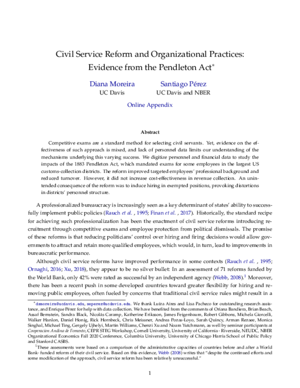(PDF) Civil Service Reform and Organizational Practices: Evidence from ...