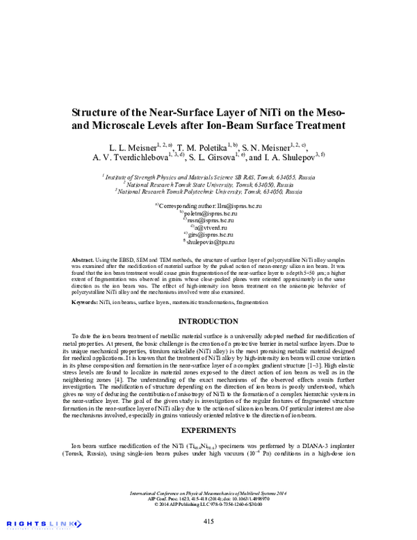 (PDF) Structure of the near-surface layer of NiTi on the meso- and ...
