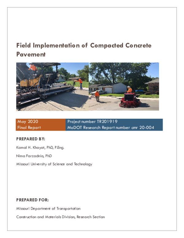 (PDF) Field Implementation of Compacted Concrete Pavement