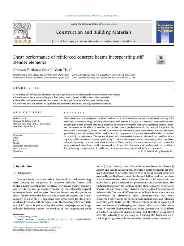 Pdf Shear Performance Of Reinforced Concrete Beams With Corroded Stirrups In Chloride