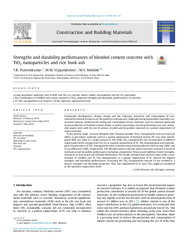 (PDF) Strengths and durability performances of blended cement concrete ...