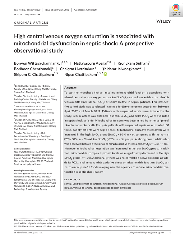 (PDF) High central venous oxygen saturation is associated with ...