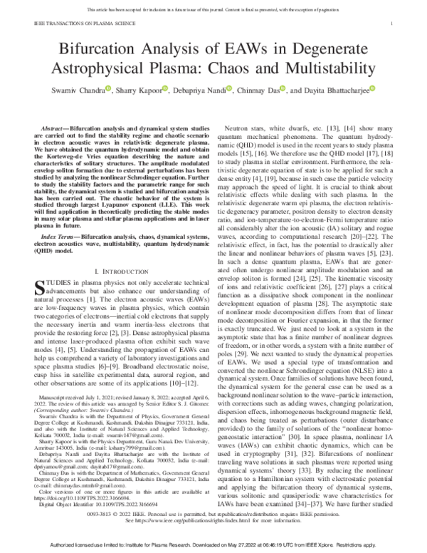 (PDF) Bifurcation Analysis of EAWs in Degenerate Astrophysical Plasma ...