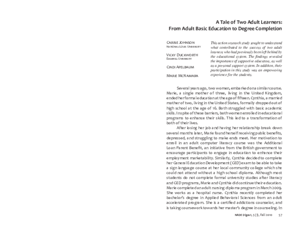 (PDF) A tale of two adult learners: From adult basic education to