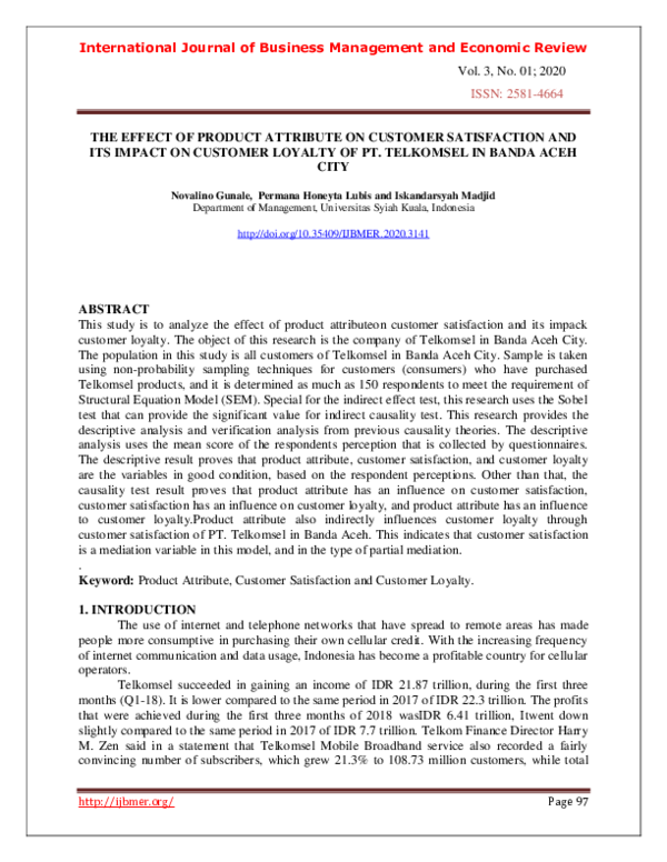 Pdf The Effect Of Product Attribute On Customer Satisfaction And Its