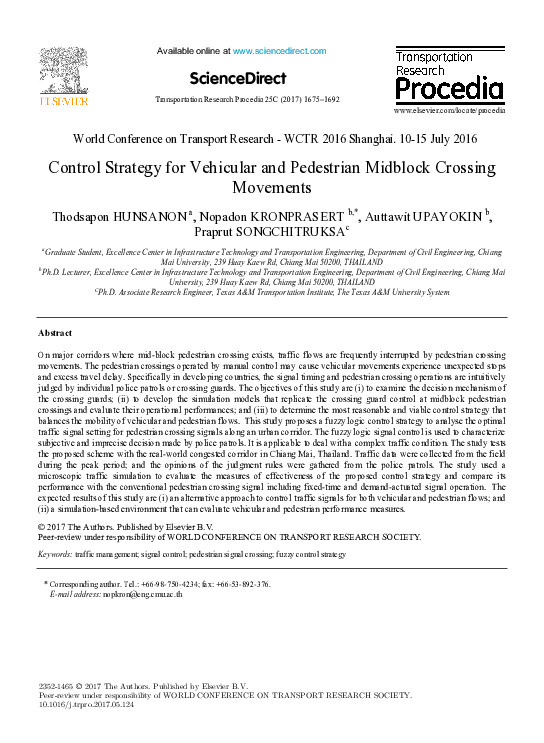 (PDF) Control Strategy for Vehicular and Pedestrian Midblock Crossing ...