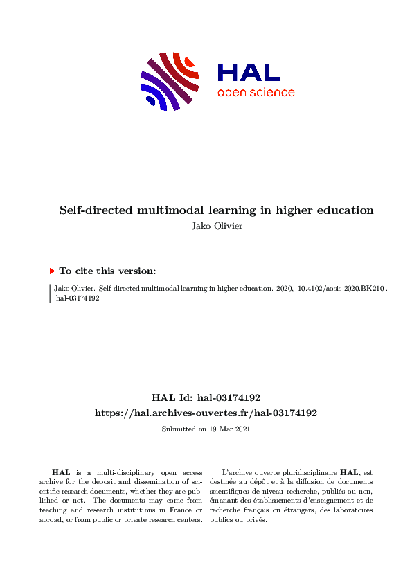 (PDF) Self-directed multimodal learning in higher education