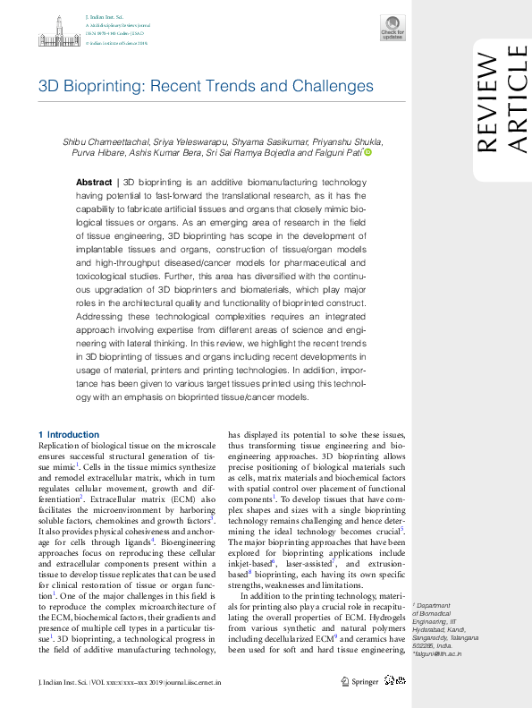 (PDF) 3D Bioprinting: Recent Trends and Challenges
