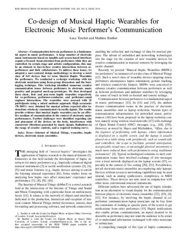 (PDF) Co-Design of Musical Haptic Wearables for Electronic Music ...
