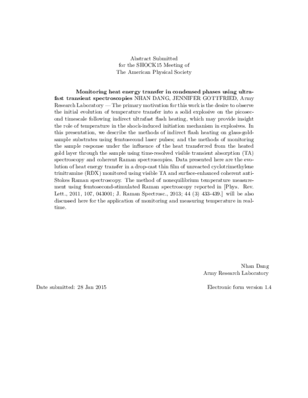 (PDF) Monitoring heat energy transfer in condensed phases using ...
