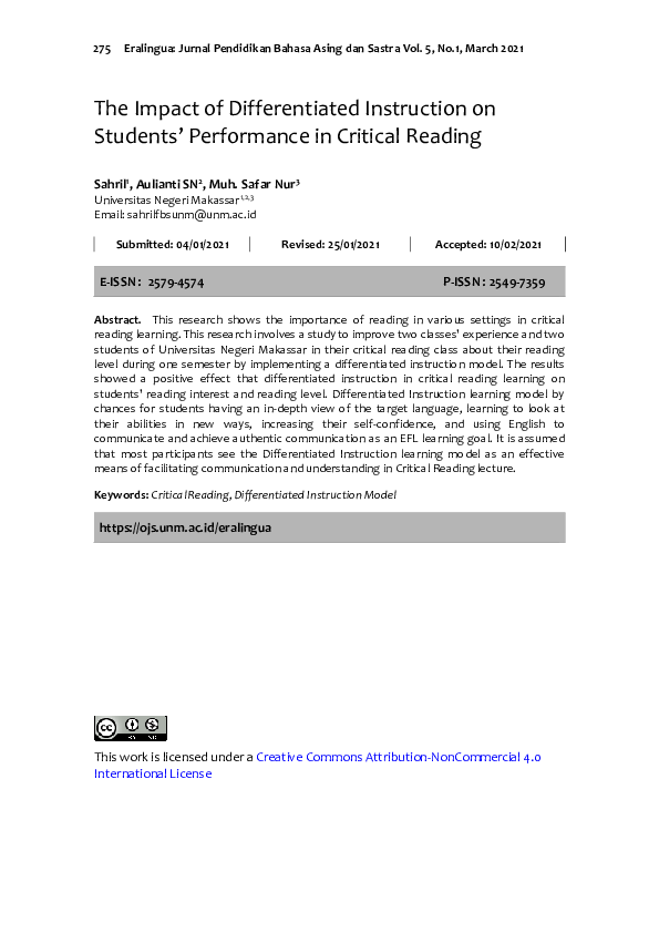 (PDF) The Impact of Differentiated Instruction on Students’ Performance ...