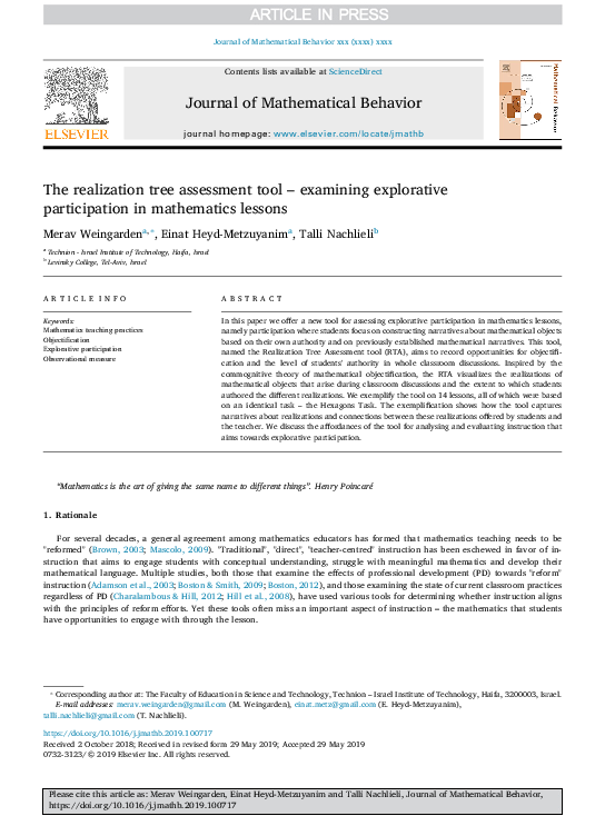 (PDF) The realization tree assessment tool – examining explorative ...