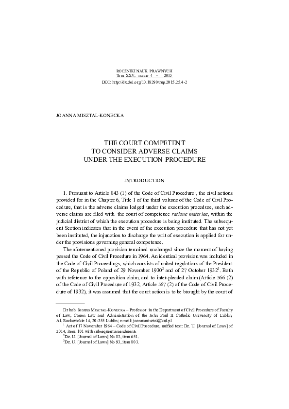 (PDF) The Court Competent to Consider Adverse Claims under the ...