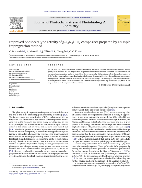 (PDF) Improved photocatalytic activity of g-C3N4/TiO2 composites ...