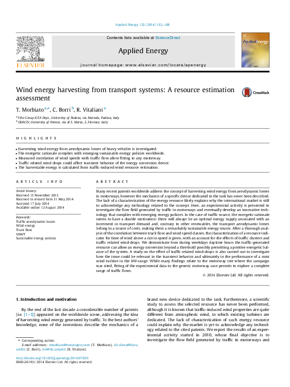 (PDF) Wind energy harvesting from transport systems: A resource estimation assessment