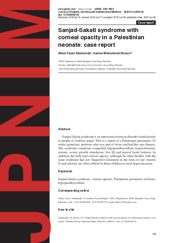 (PDF) Sanjad-Sakati syndrome with corneal opacity in a Palestinian ...