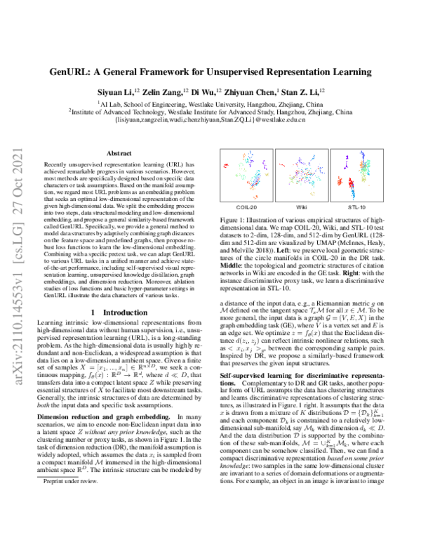 (PDF) GenURL: A General Framework for Unsupervised Representation Learning