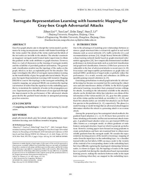 (PDF) Surrogate Representation Learning with Isometric Mapping for Gray-box Graph Adversarial ...