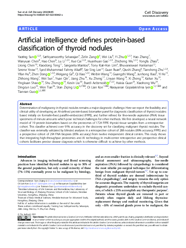 (PDF) Artificial intelligence defines protein-based classification of ... (PDF) Artificial intelligence defines protein-based classification of ...