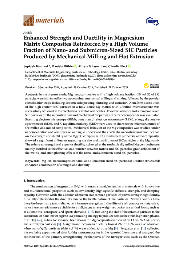 (PDF) Enhanced Strength and Ductility in Magnesium Matrix Composites ...