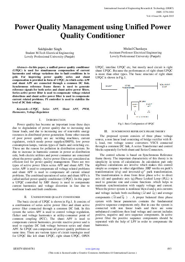 (PDF) Power Quality Management using Unified Power Quality Conditioner