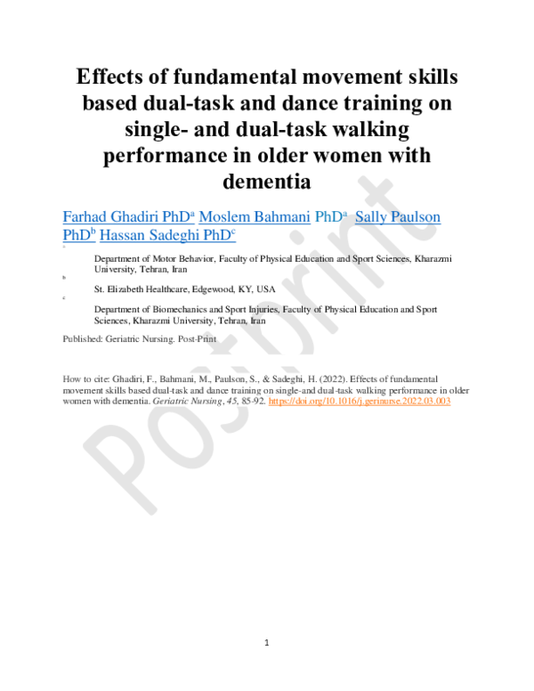 (PDF) Effects of fundamental movement skills based dual-task and dance ...