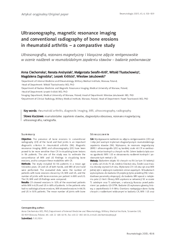 (PDF) ARTYKUŁ ORYGINALNY/ORIGINAL PAPER Ultrasonography, magnetic ...