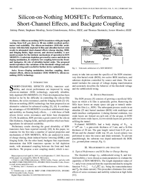 (PDF) Silicon-on-Nothing MOSFETs: Performance, Short-Channel Effects ...