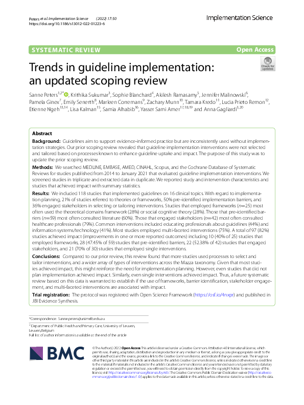 (PDF) Trends in guideline implementation: an updated scoping review | Akilesh Ramasamy ...