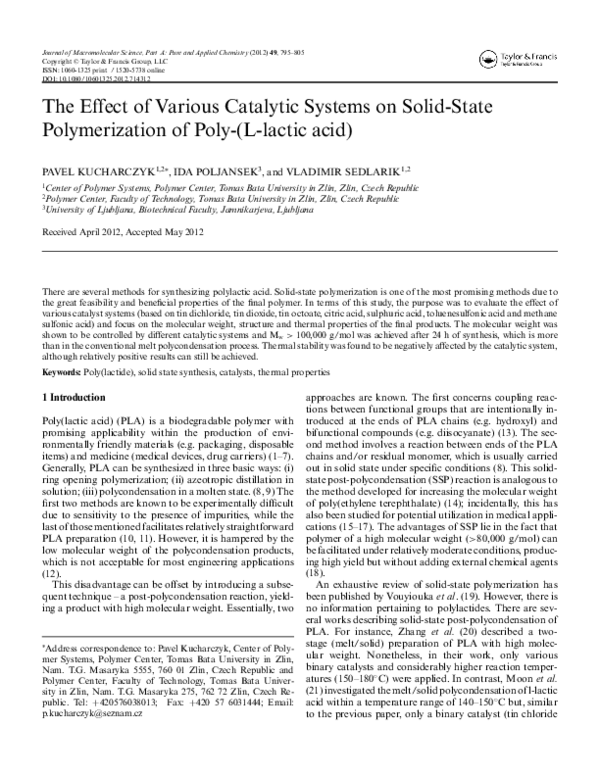 (PDF) The Effect of Various Catalytic Systems on Solid-State ...
