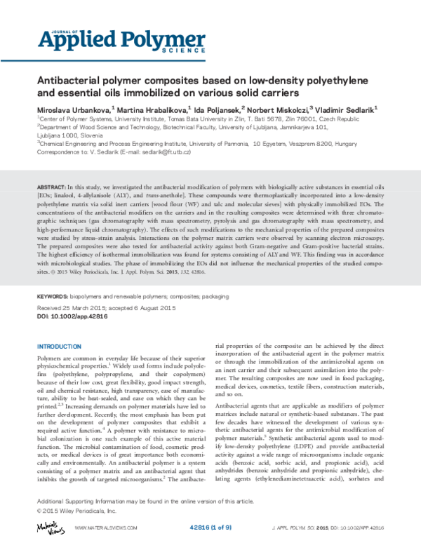 (PDF) Antibacterial polymer composites based on low‐density ...