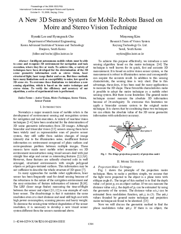 (PDF) A New 3D Sensor System for Mobile Robots Based on Moire and Stereo Vision Technique