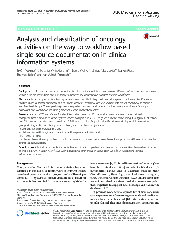 (PDF) Analysis and classification of oncology activities on the way to ...
