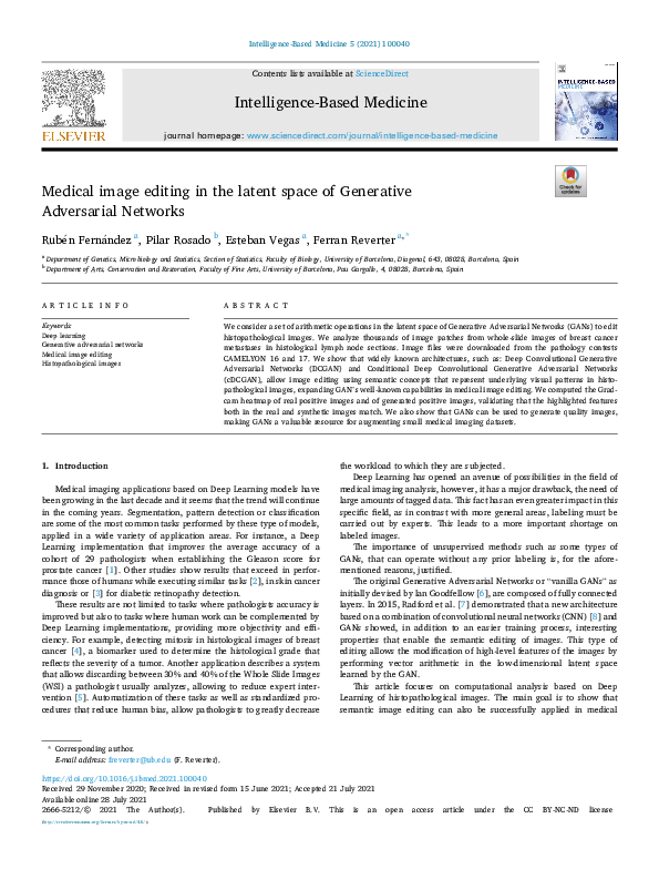 Pdf Medical Image Editing In The Latent Space Of Generative Adversarial Networks