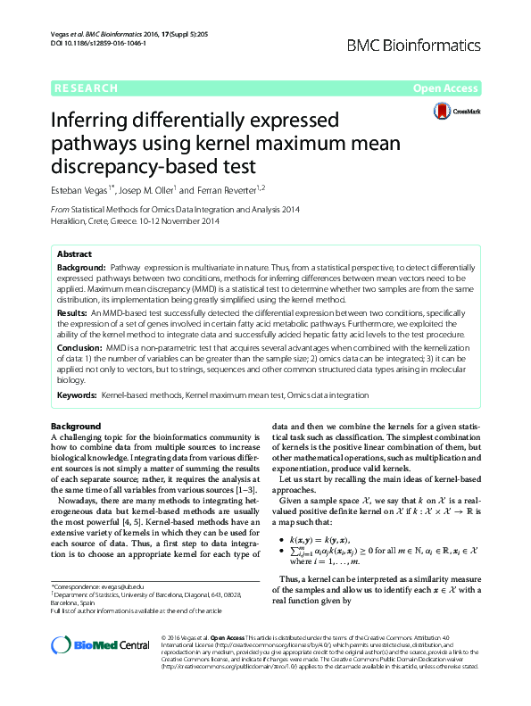 (PDF) Inferring differentially expressed pathways using kernel maximum ...